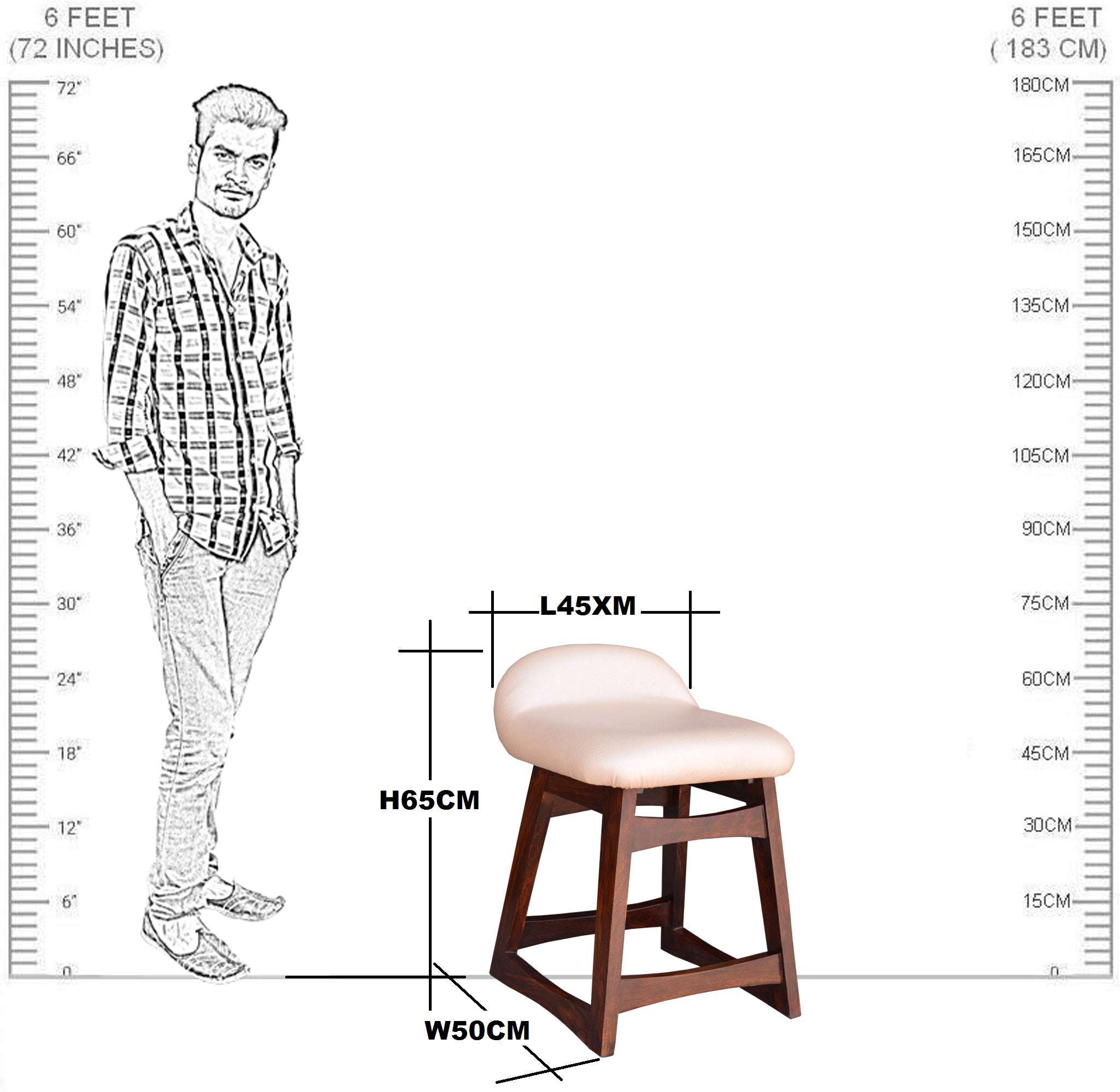Solid Wood Small Bar Stool - RAJ HANDICRAFT