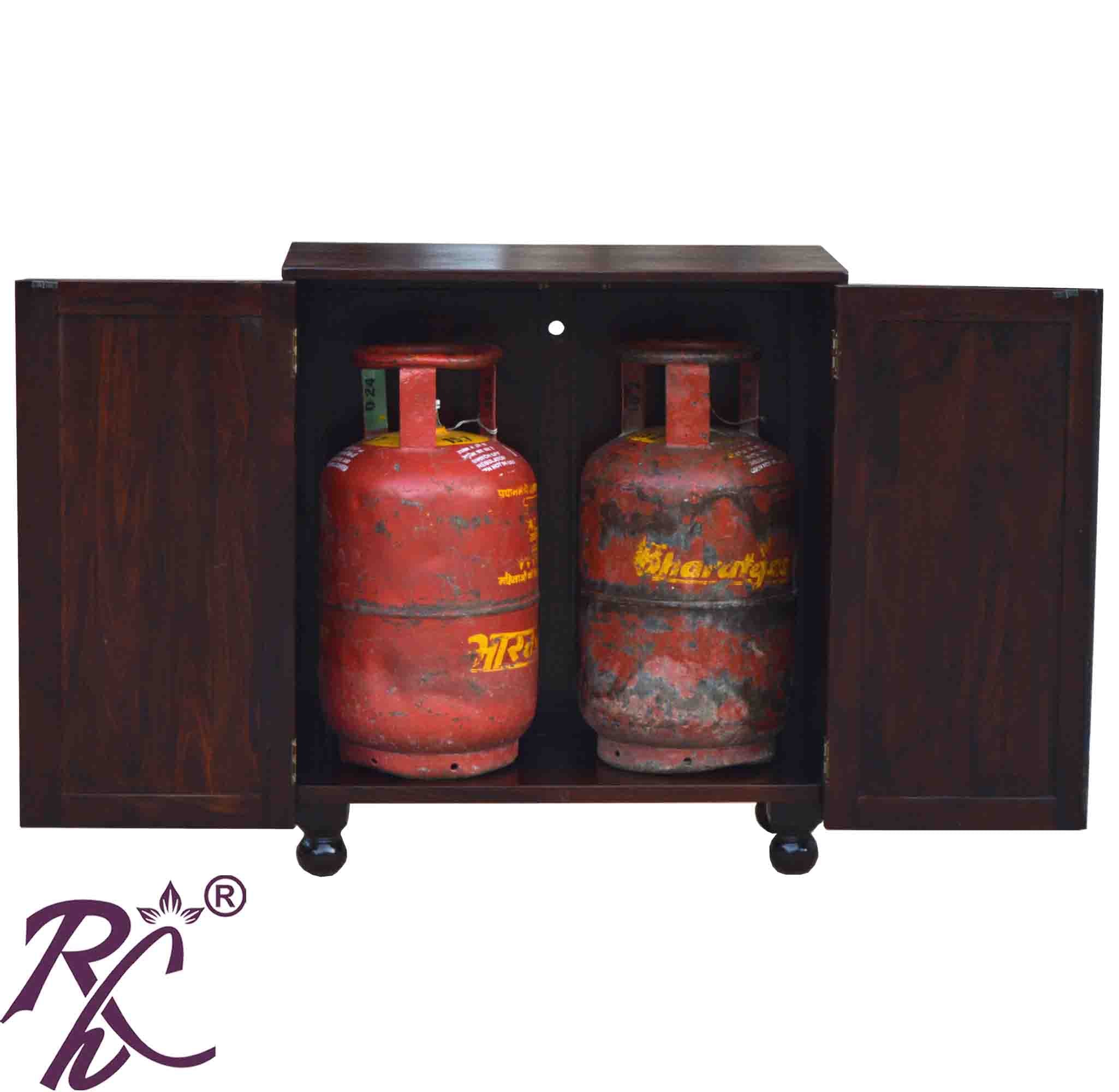 Solid Sheesham Wood Gas Cylinder Box - RAJ HANDICRAFT