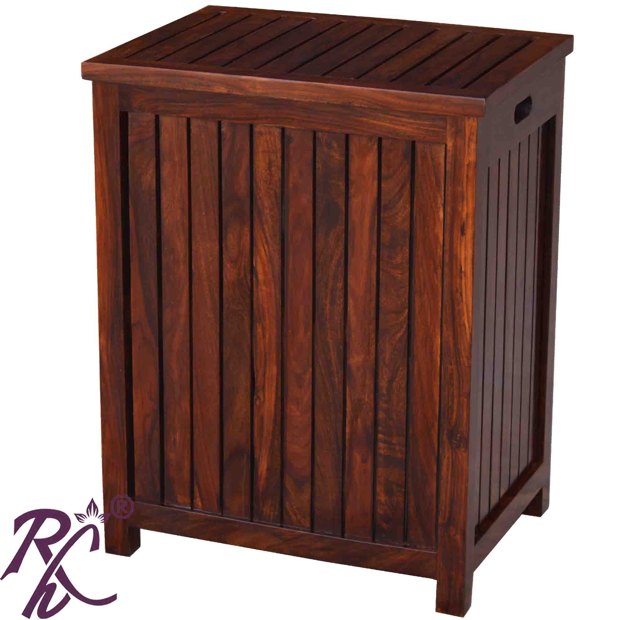 Solid Wood Sheesham Laundry Cloth Box - RAJ HANDICRAFT
