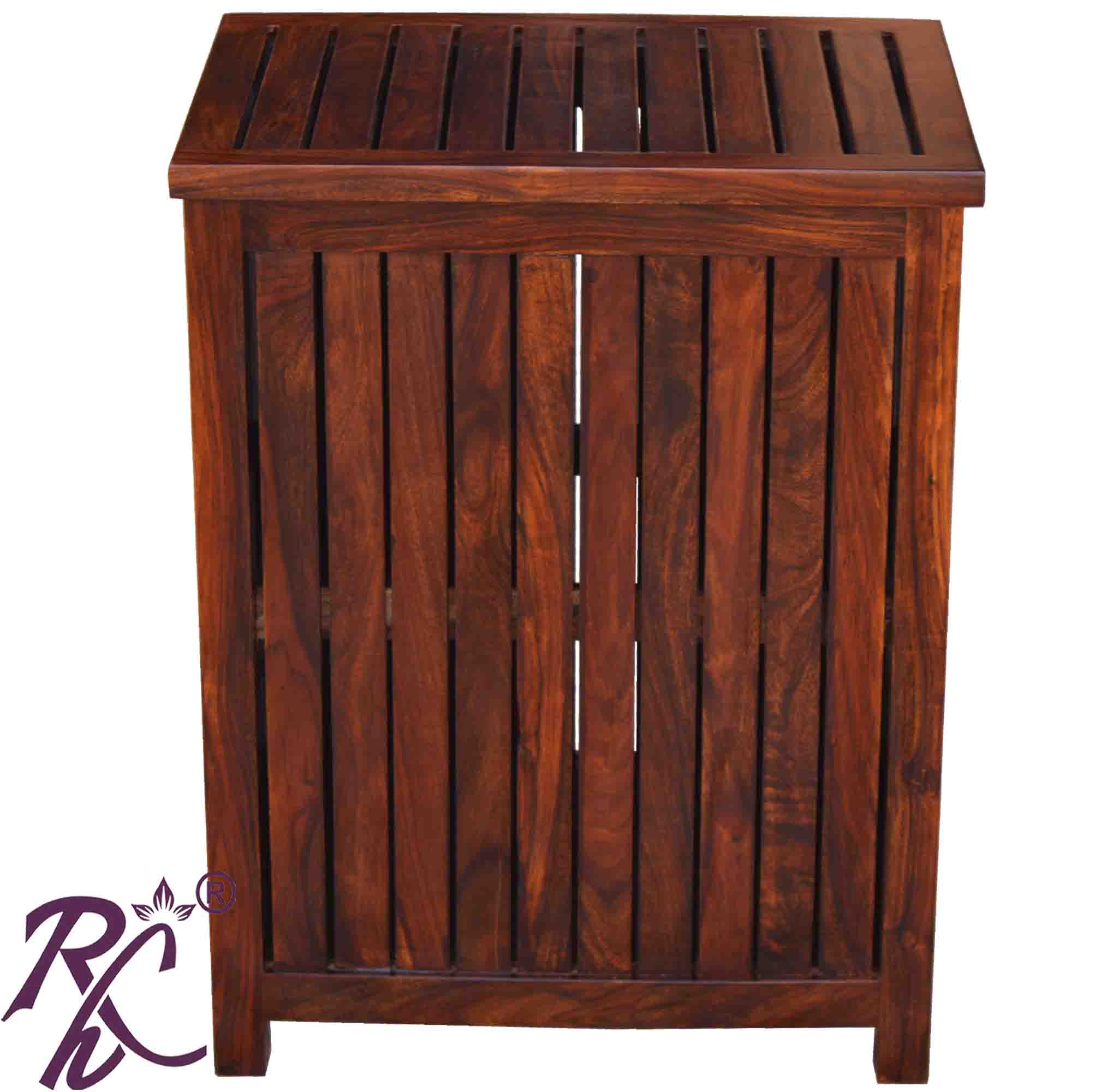 Solid Wood Sheesham Laundry Cloth Box - RAJ HANDICRAFT