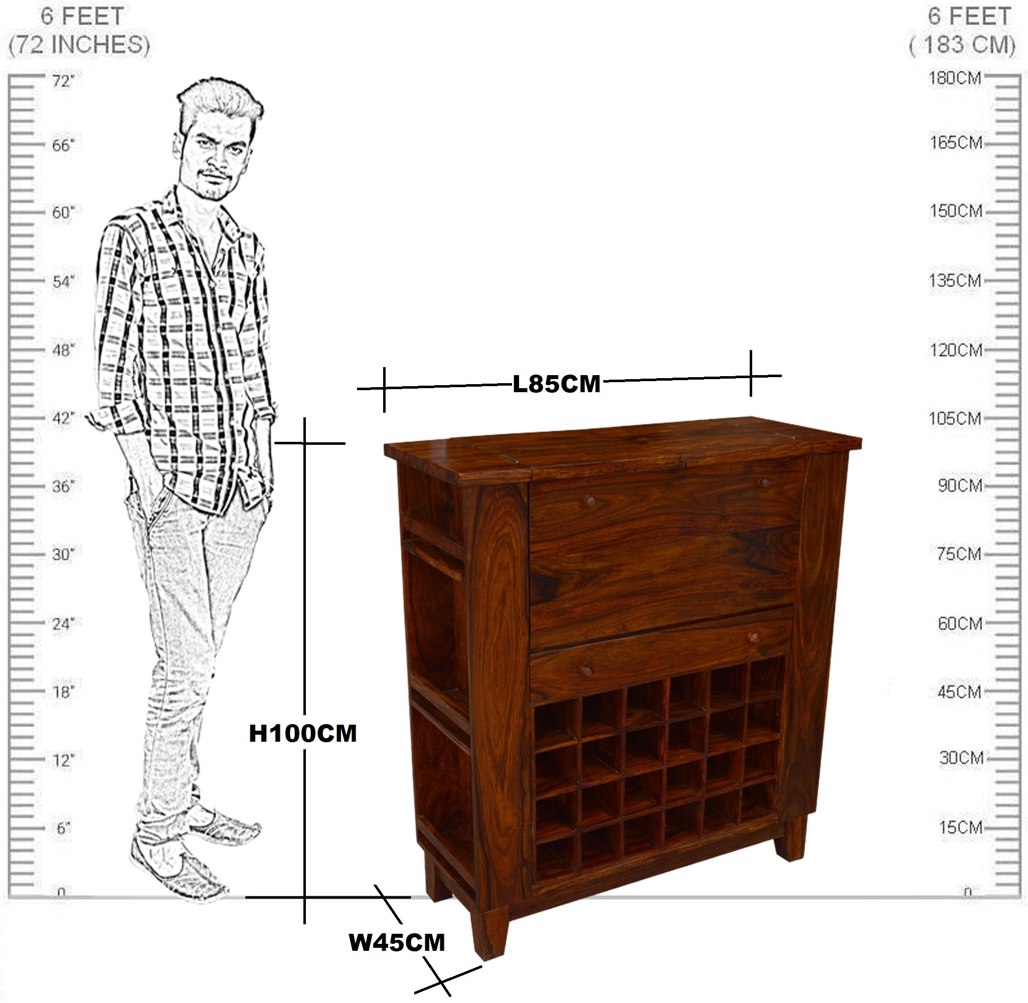 Solid Wood Durban Bar Unit - RAJ HANDICRAFT