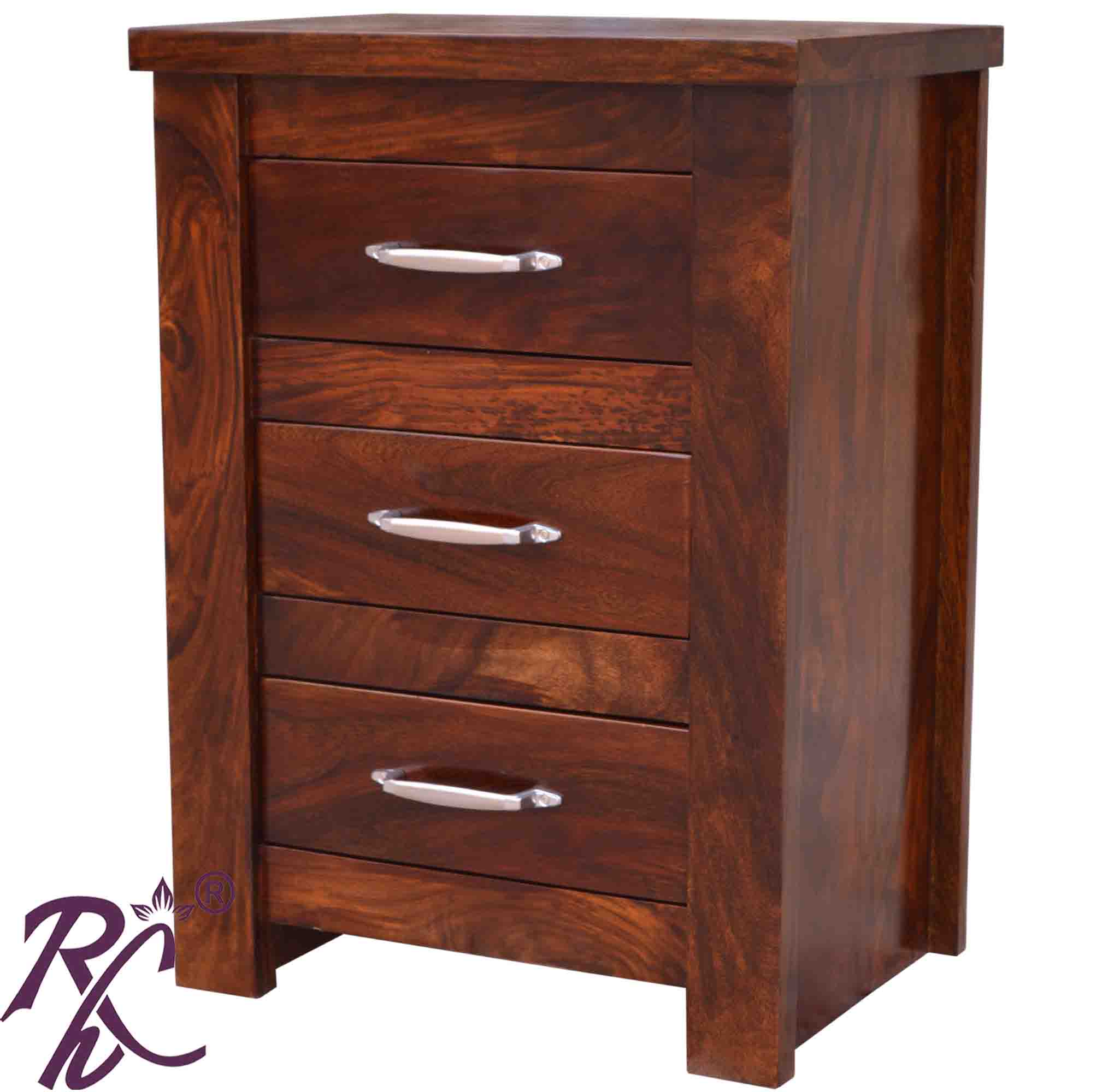 solid Wood 3 Drawer Side Table - RAJ HANDICRAFT