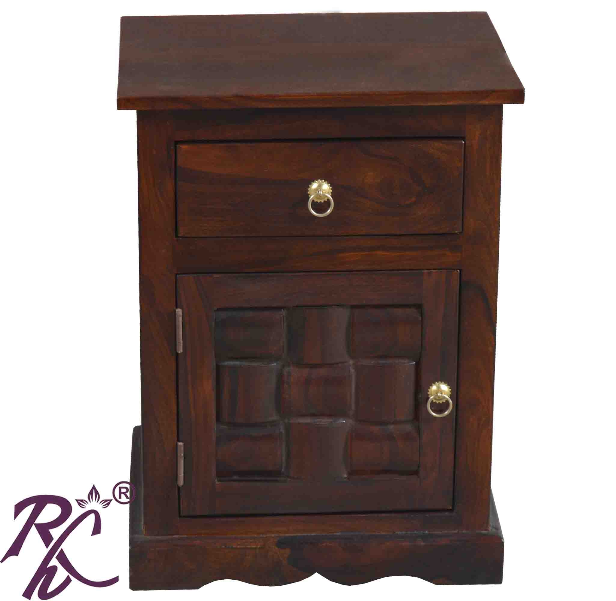 Solid Wood Wooden Blocks Design Bed Side Table - RAJ HANDICRAFT