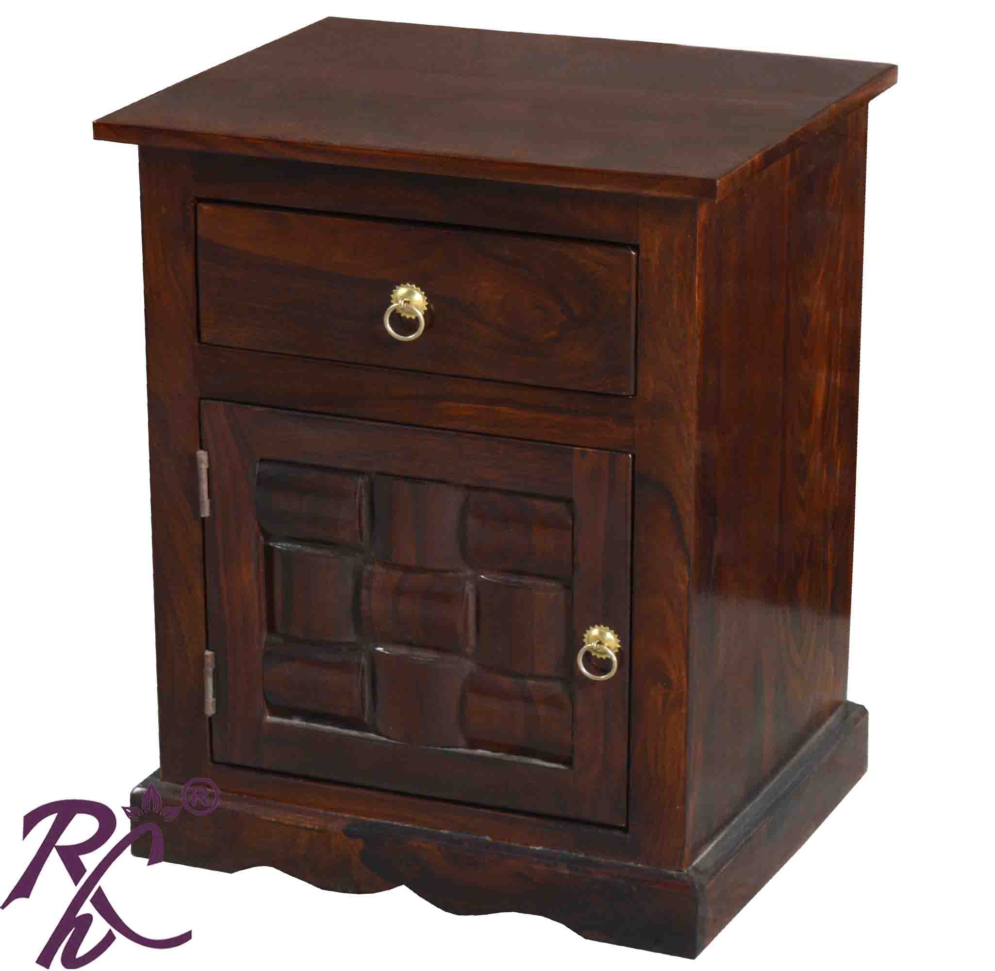 Solid Wood Wooden Blocks Design Bed Side Table - RAJ HANDICRAFT