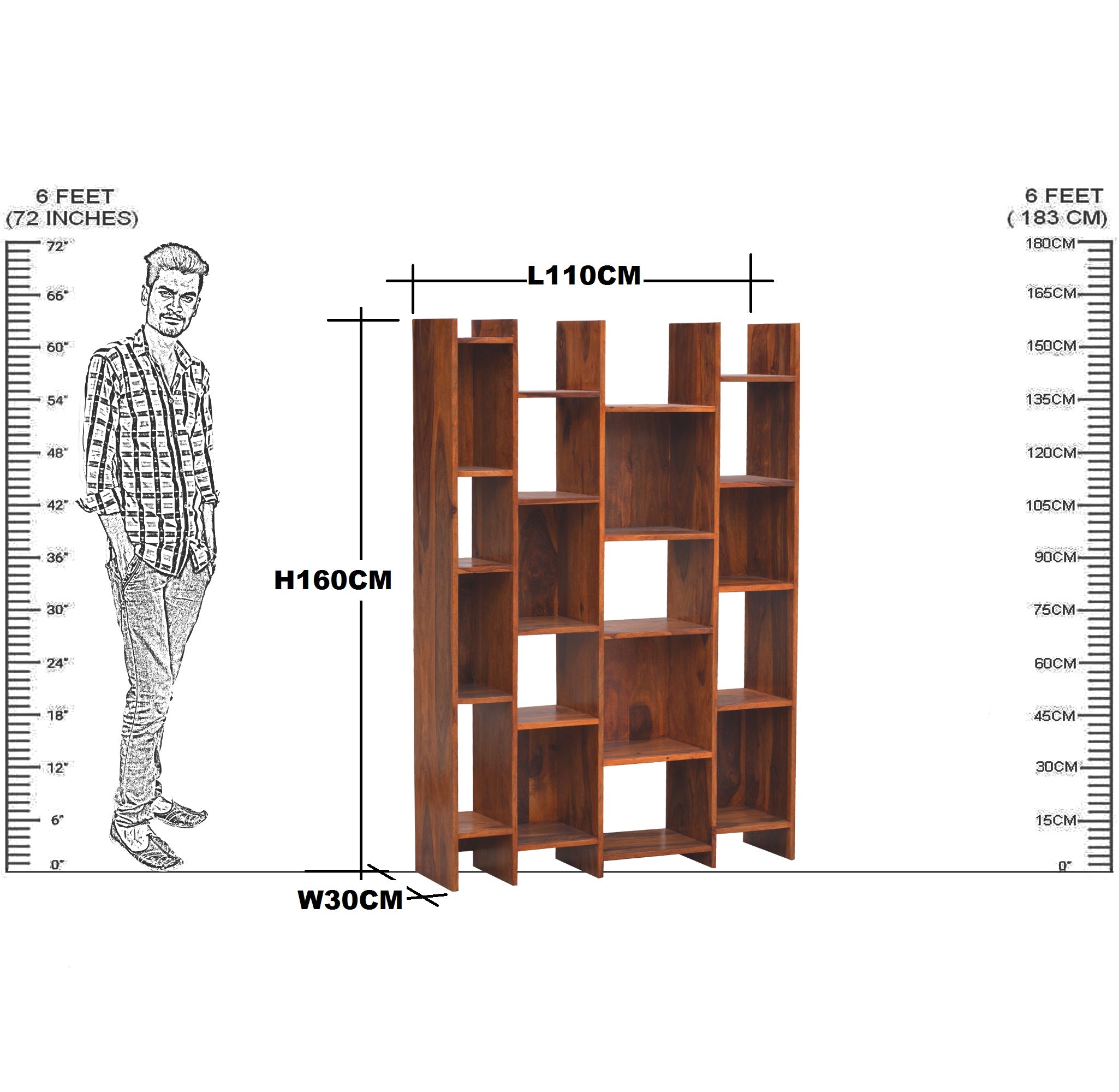 Solid Wood Open Book Shelf Large - RAJ HANDICRAFT