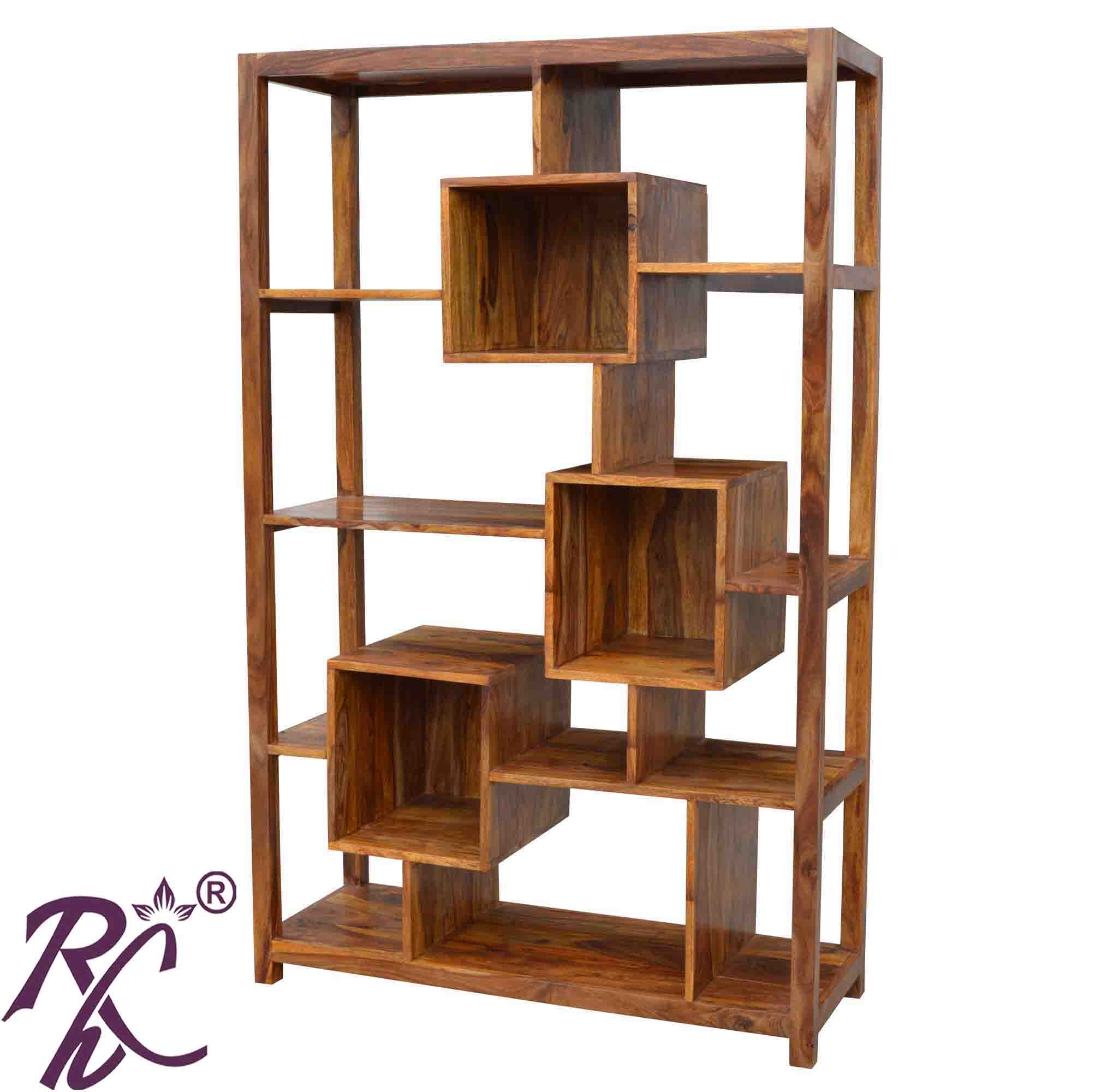 Solid Sheesham Wood Modern Open Bookcase - RAJ HANDICRAFT
