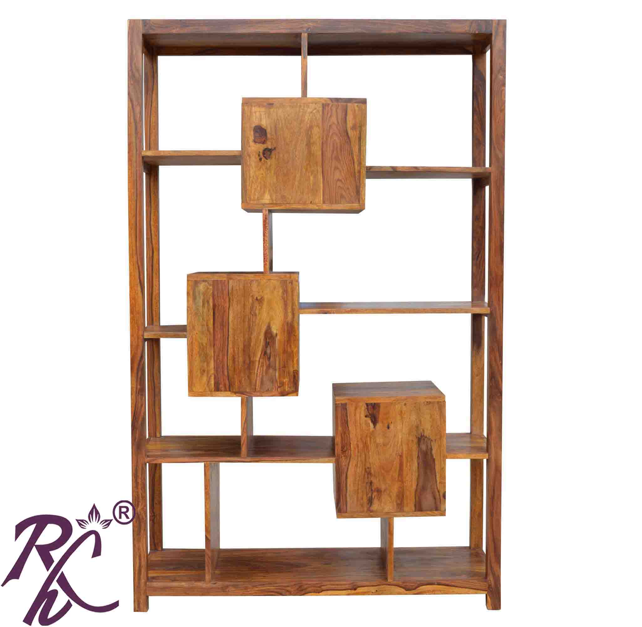 Solid Sheesham Wood Modern Open Bookcase - RAJ HANDICRAFT