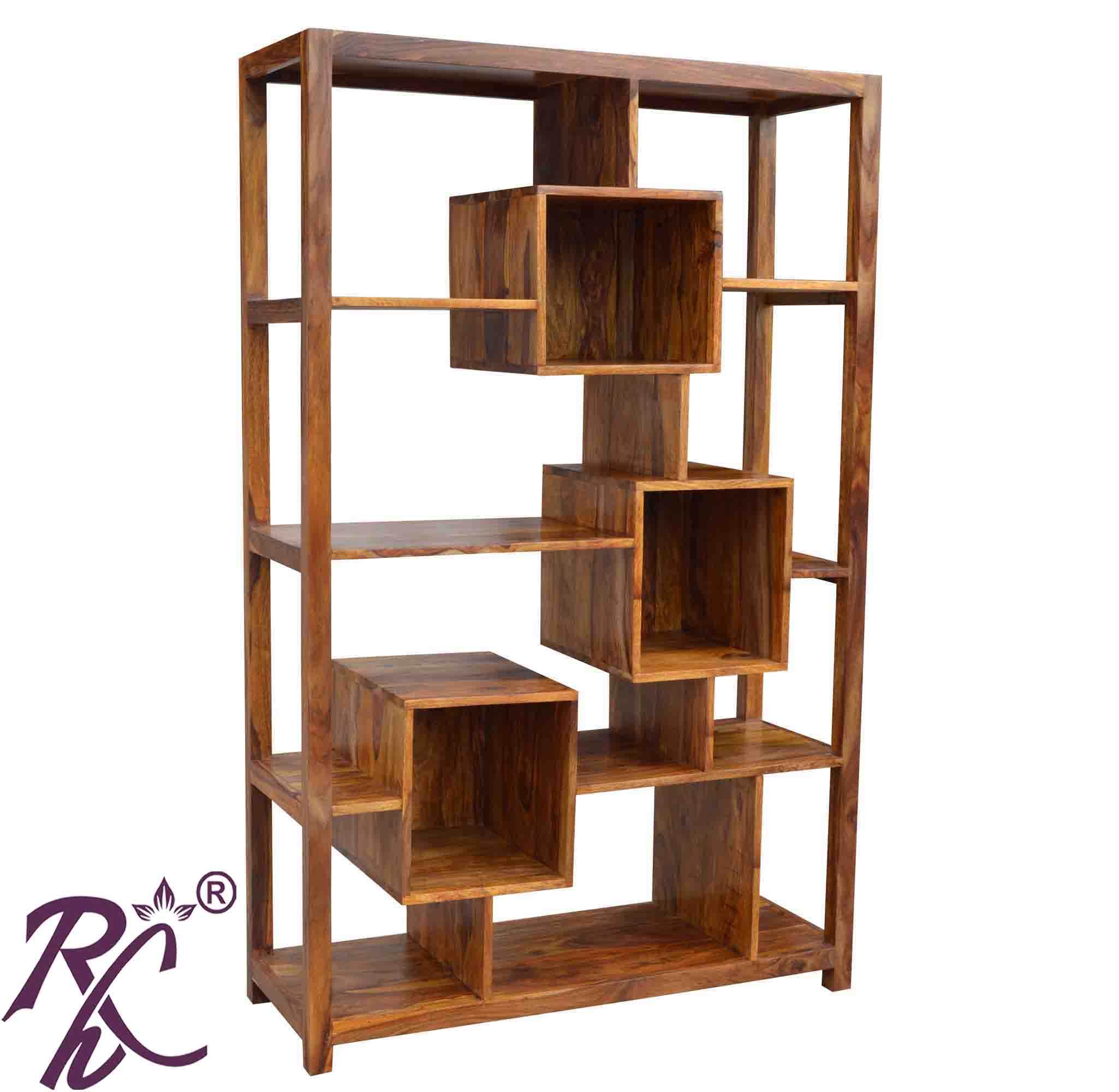 Solid Sheesham Wood Modern Open Bookcase - RAJ HANDICRAFT