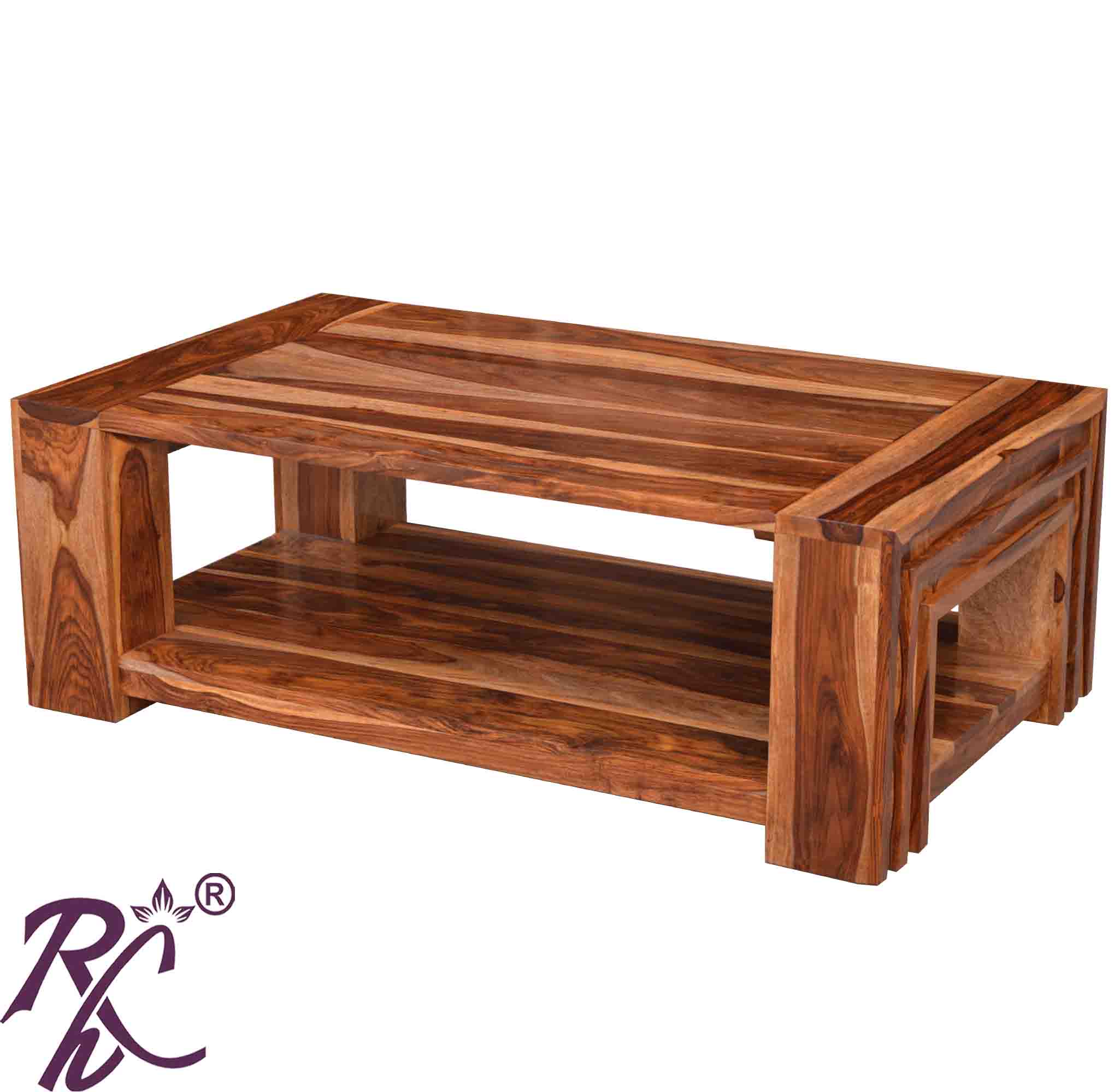 Solid Wooden Centre Table Natura Finish - RAJ HANDICRAFT