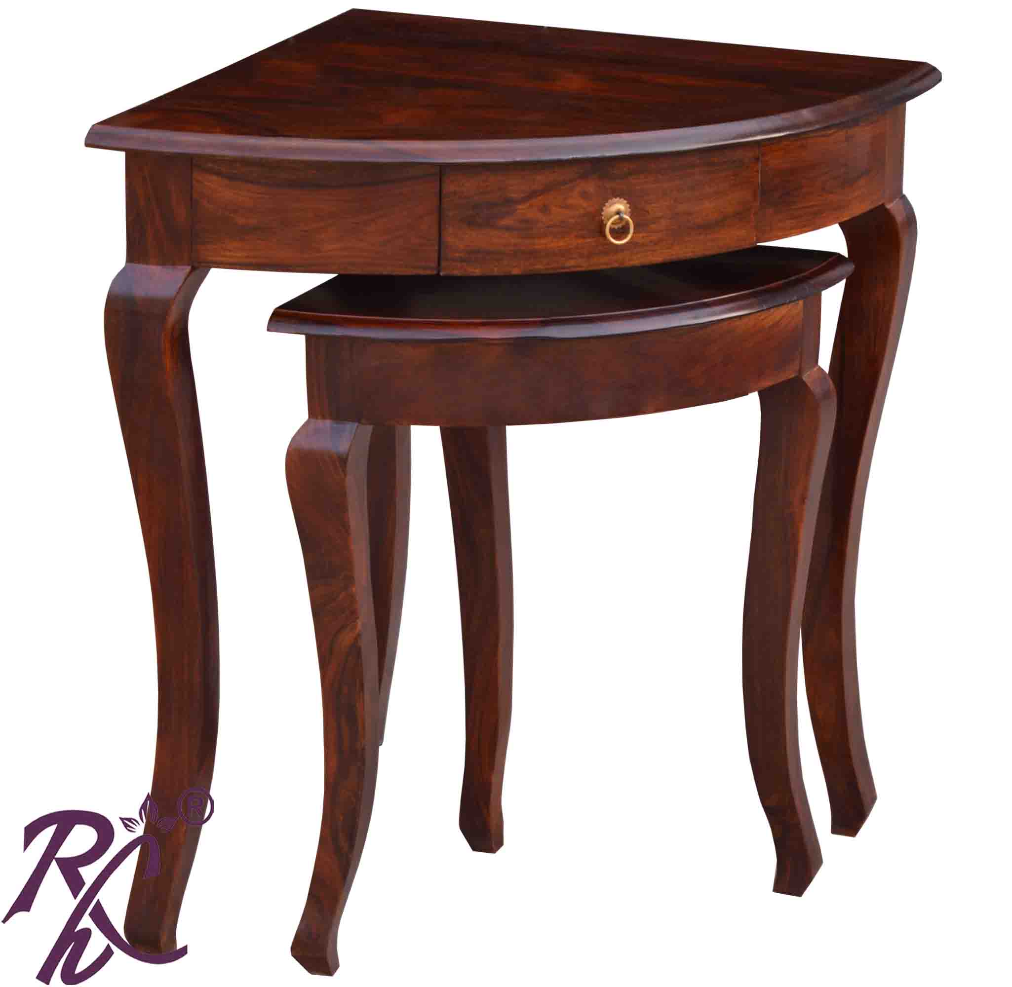 Solid Wood Corner Table Set (2 Pieces.) - RAJ HANDICRAFT
