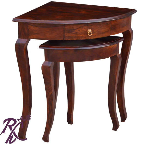 Solid Wood Corner Table Set (2 Pieces.) - RAJ HANDICRAFT