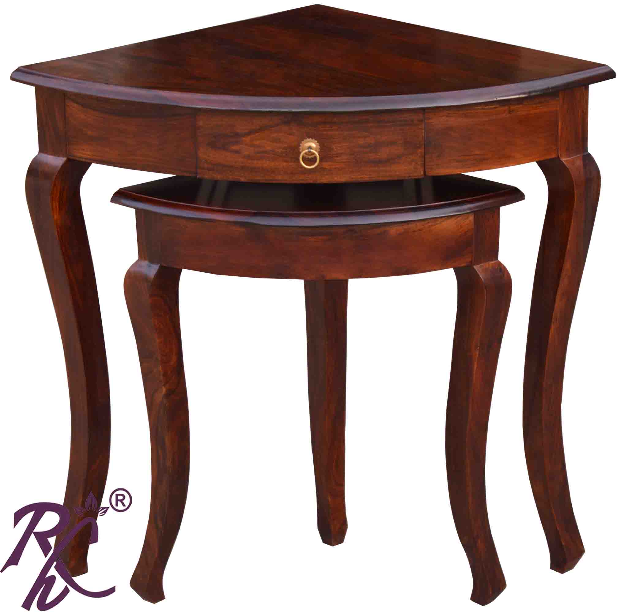 Solid Wood Corner Table Set (2 Pieces.) - RAJ HANDICRAFT