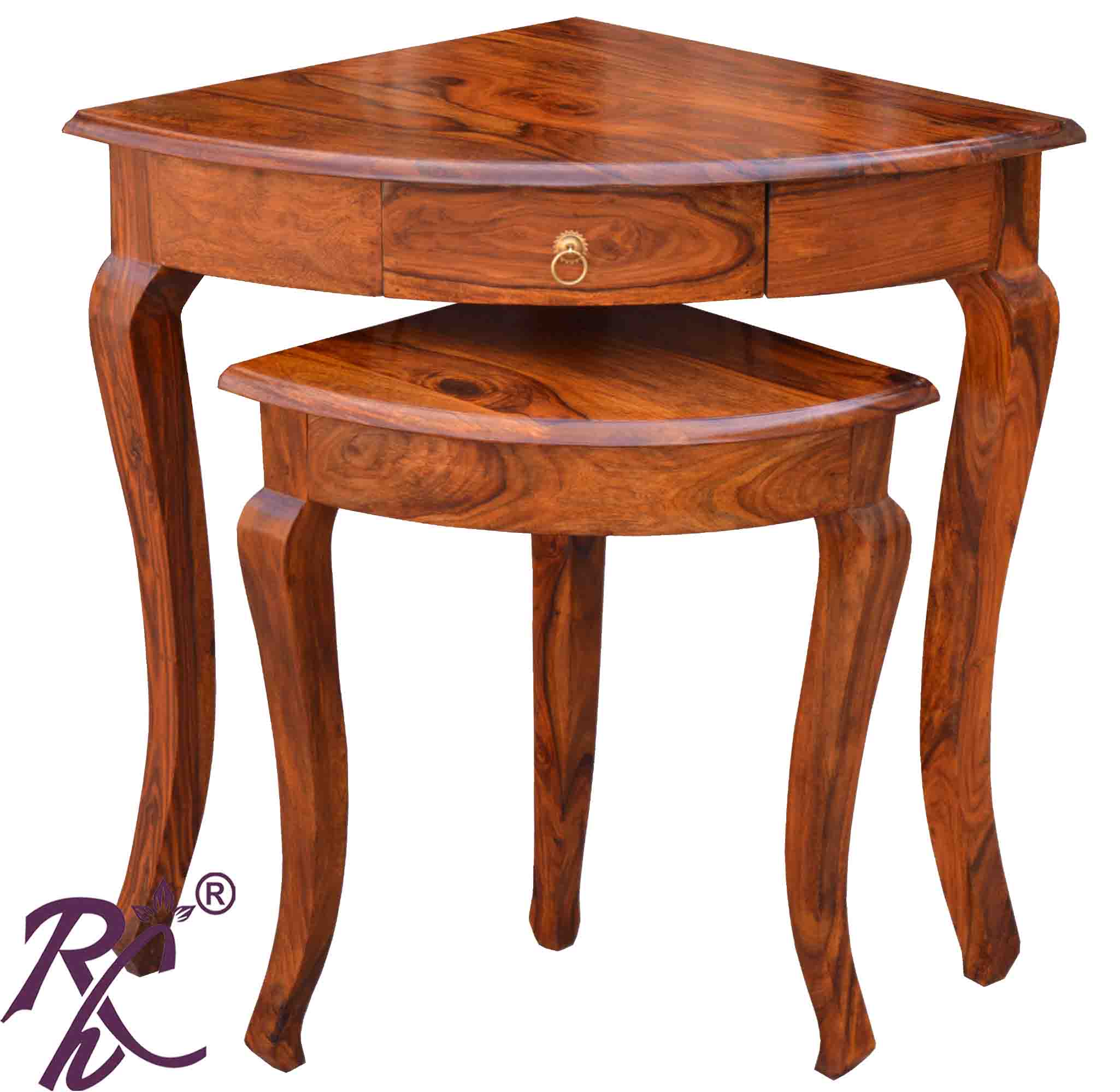 Solid Wood Corner Table Set (2 Pieces.) - RAJ HANDICRAFT