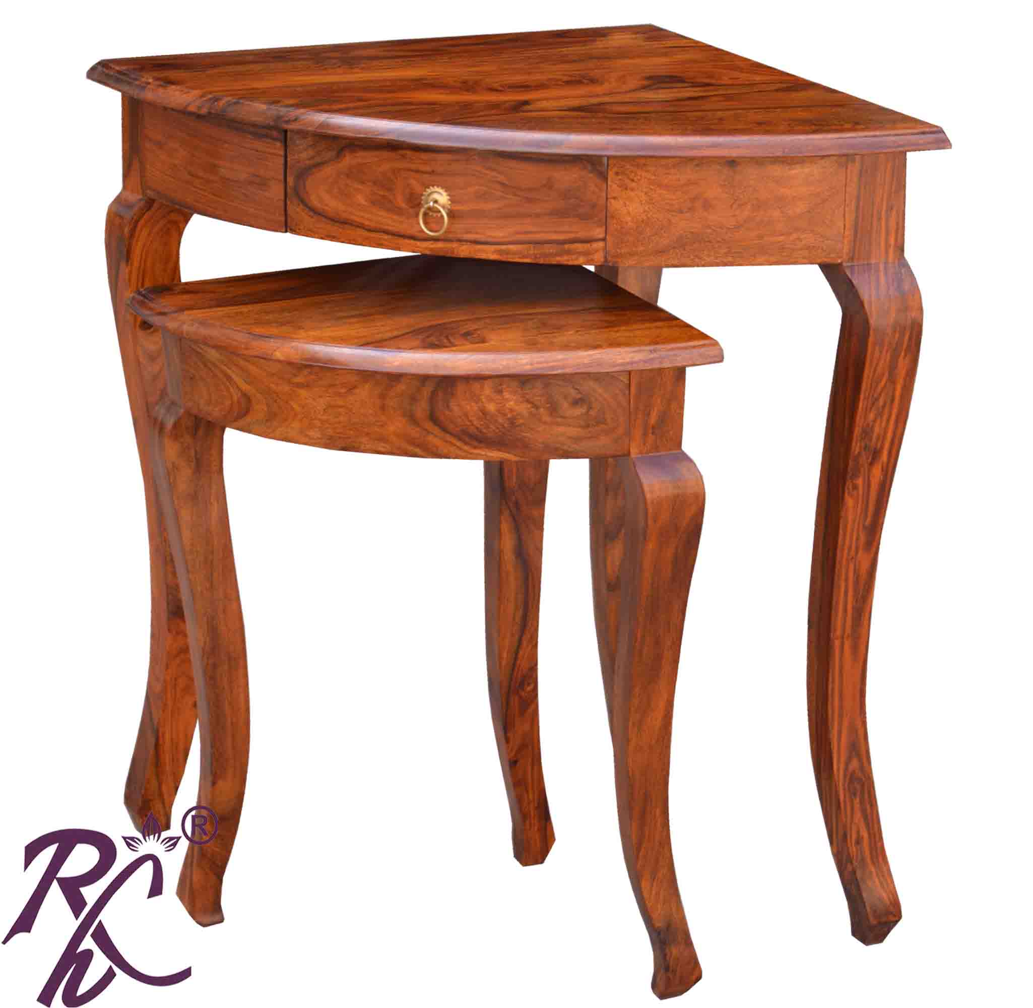 Solid Wood Corner Table Set (2 Pieces.) - RAJ HANDICRAFT