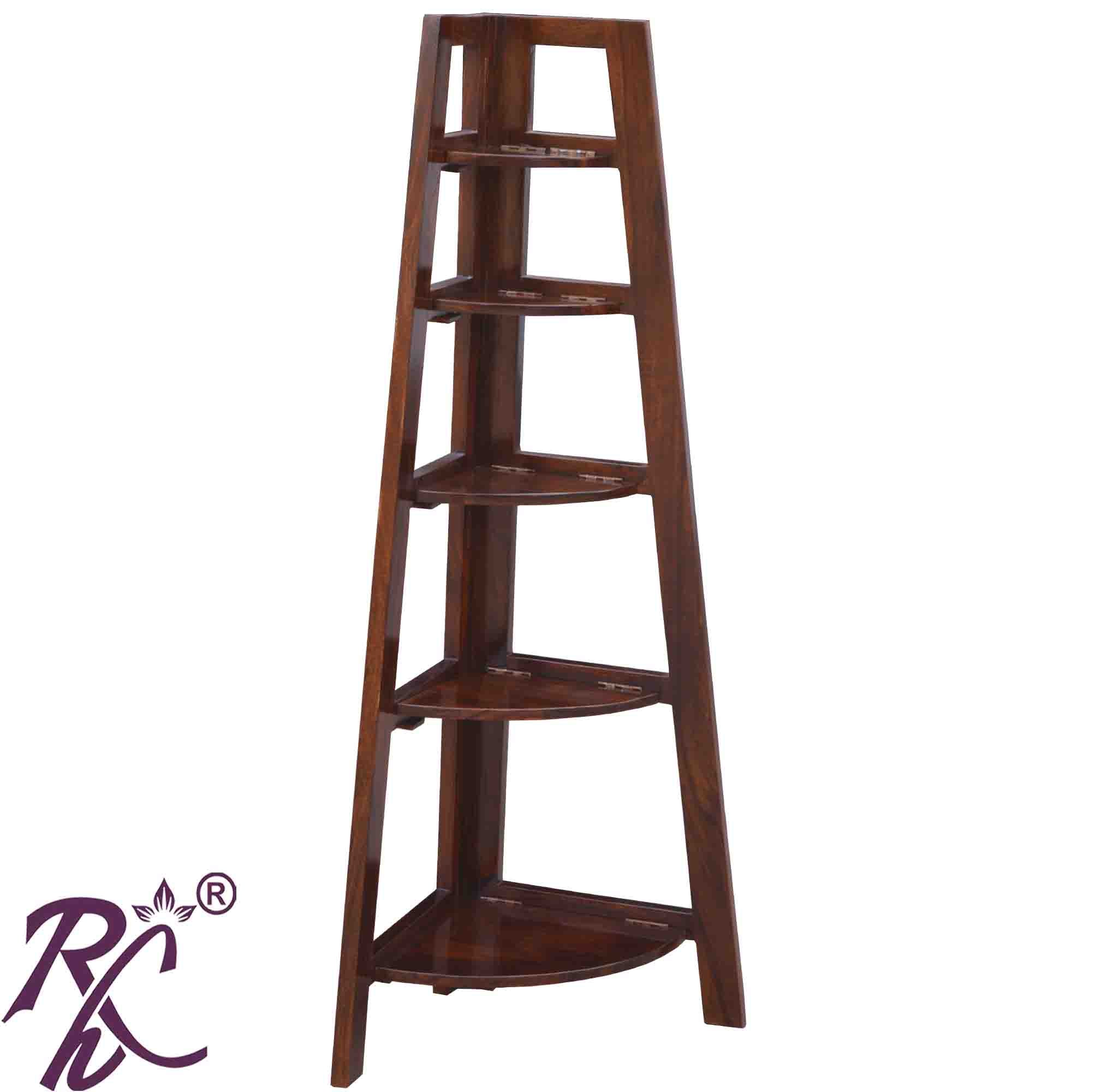 Solid Wood Large Folding Corner Shelf 5 - RAJ HANDICRAFT