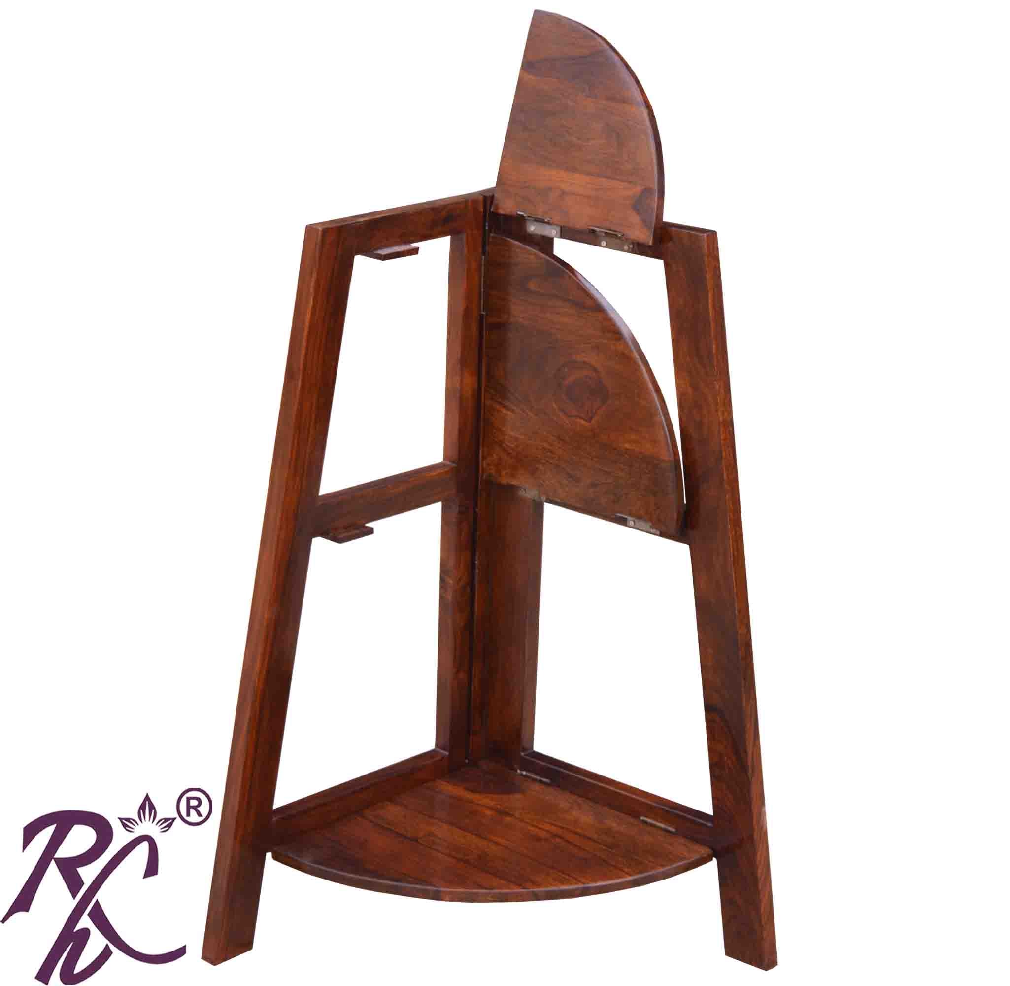 Solid Wood Folding Small Corner 3 Shelves - RAJ HANDICRAFT