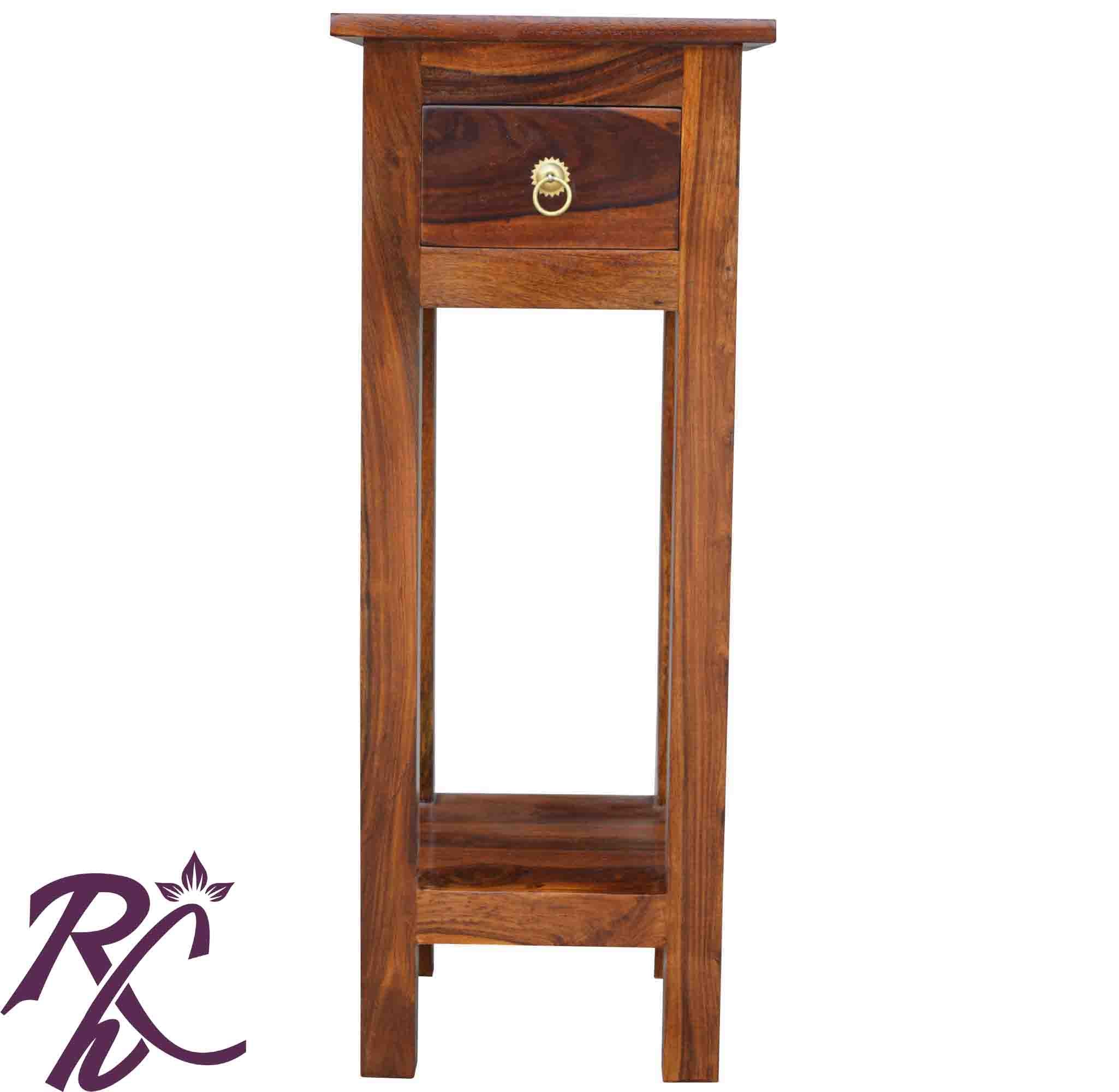Solid Wood Telephone Stand Medium With One Drawer - RAJ HANDICRAFT