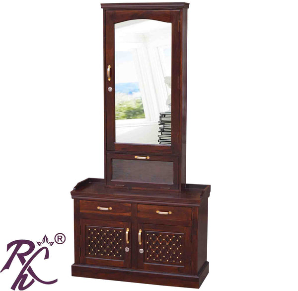 Solid Wooden Jiksa Jali Dressing Cum Shelf With Stool JJ - RAJ HANDICRAFT