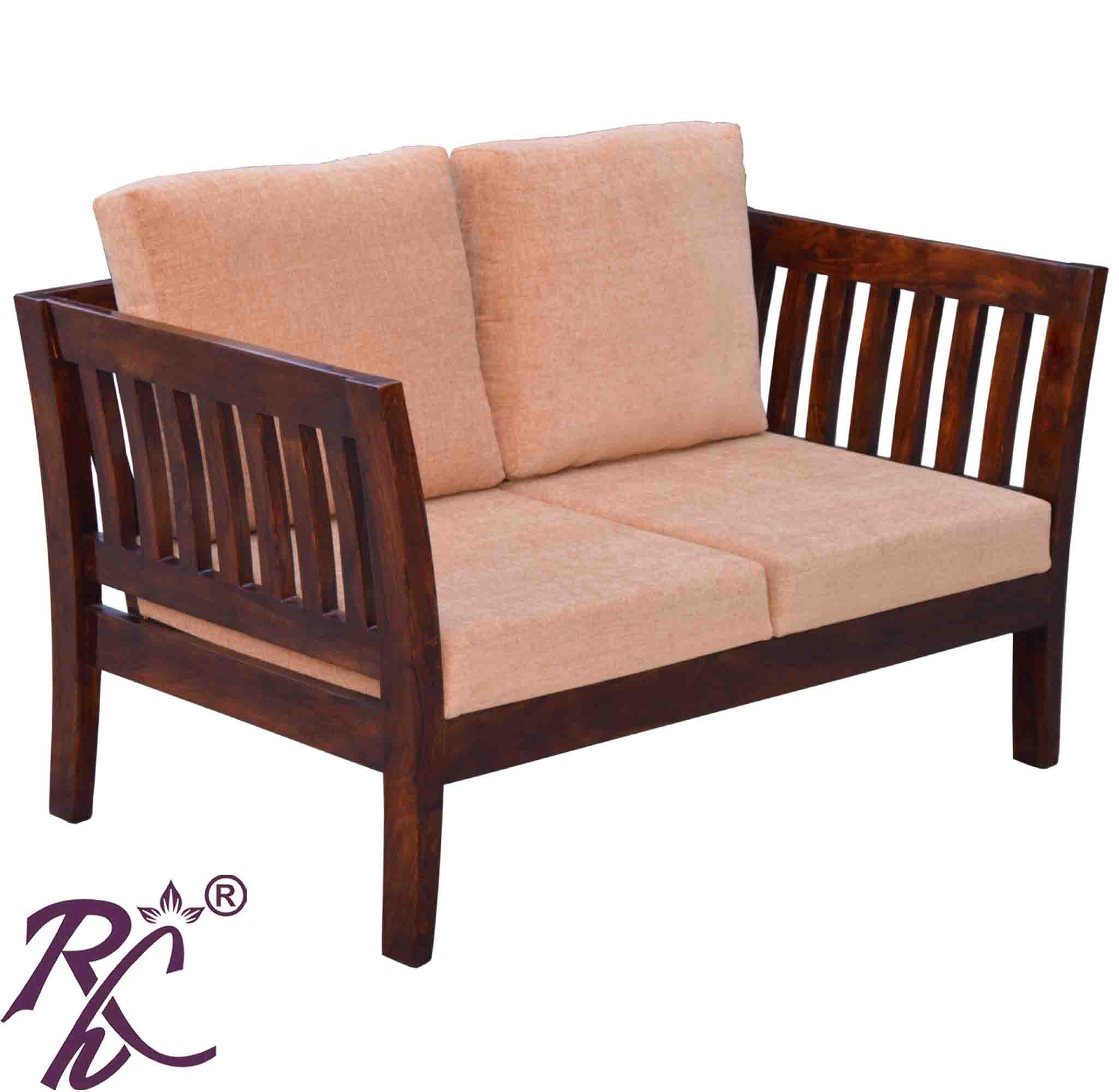 Solid Wood Stripe Design Sofa 2 Seater - RAJ HANDICRAFT