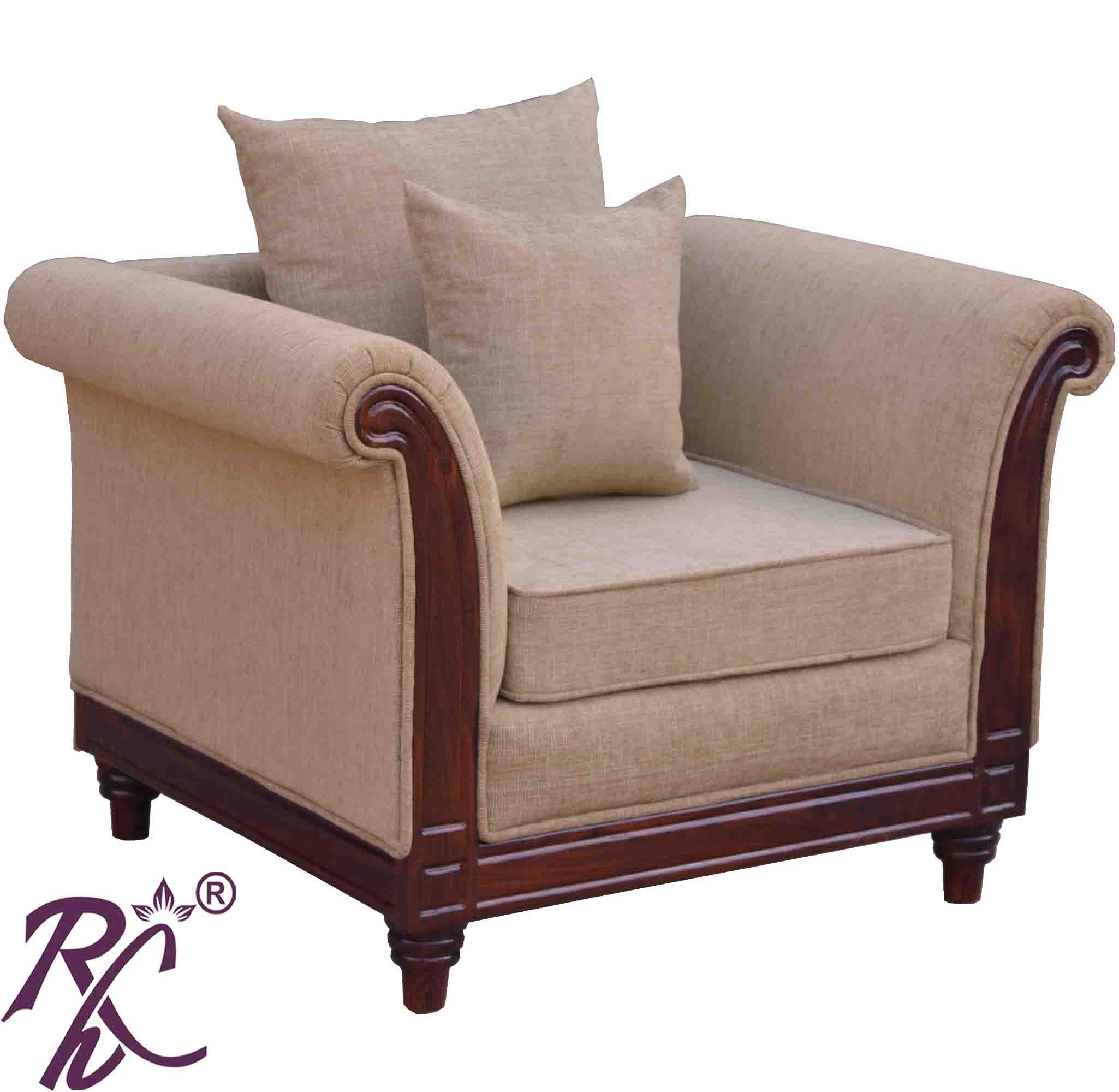 Solid Wooden Mayur Design Sofa One Seater - RAJ HANDICRAFT