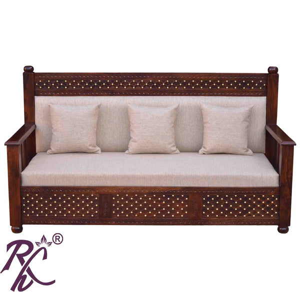 Solid Wood Jiksa Jali Design Sofa 3 Seater - RAJ HANDICRAFT
