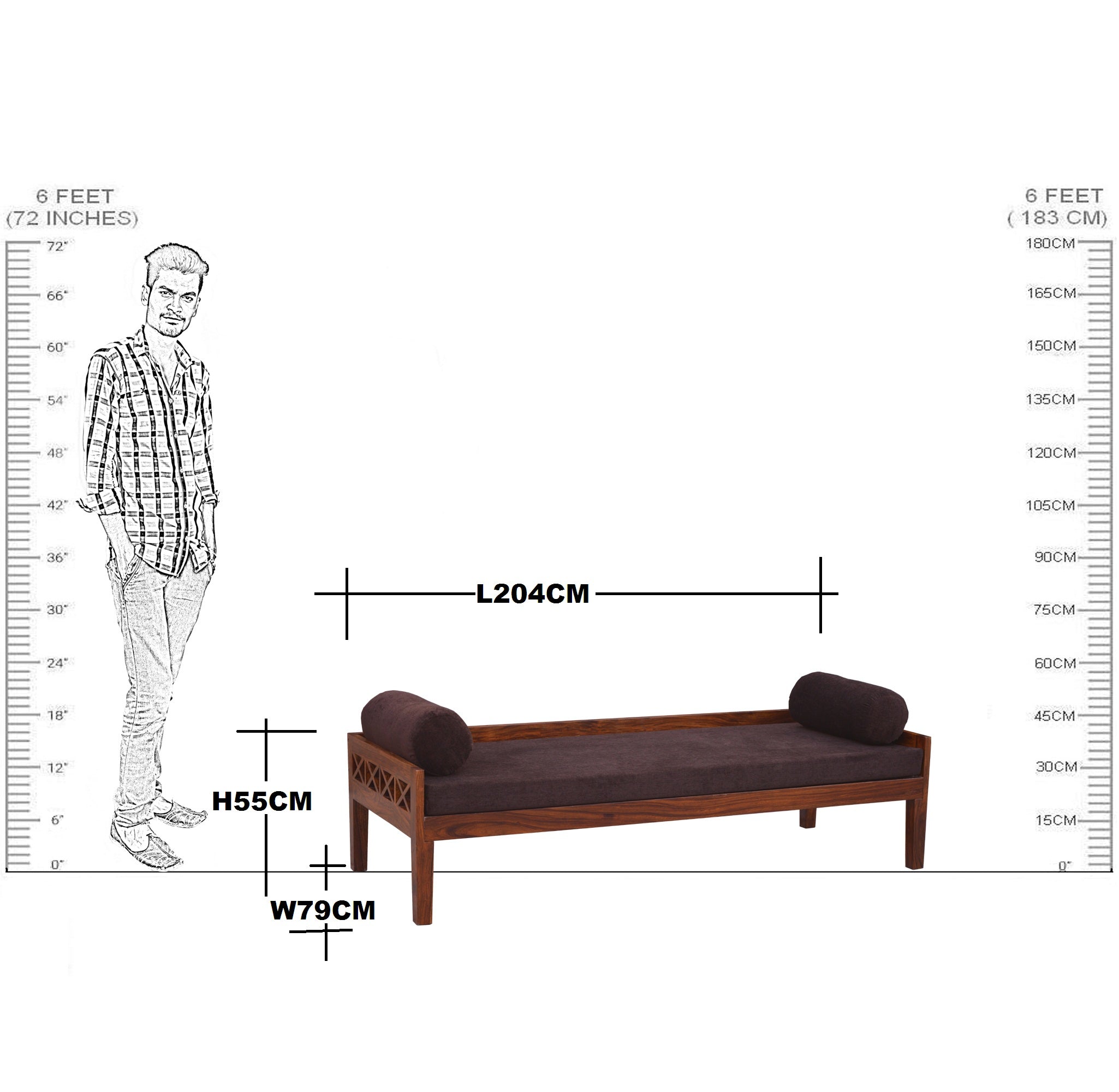Solid Wood Diwan Sofa Bed Side XX Design - RAJ HANDICRAFT