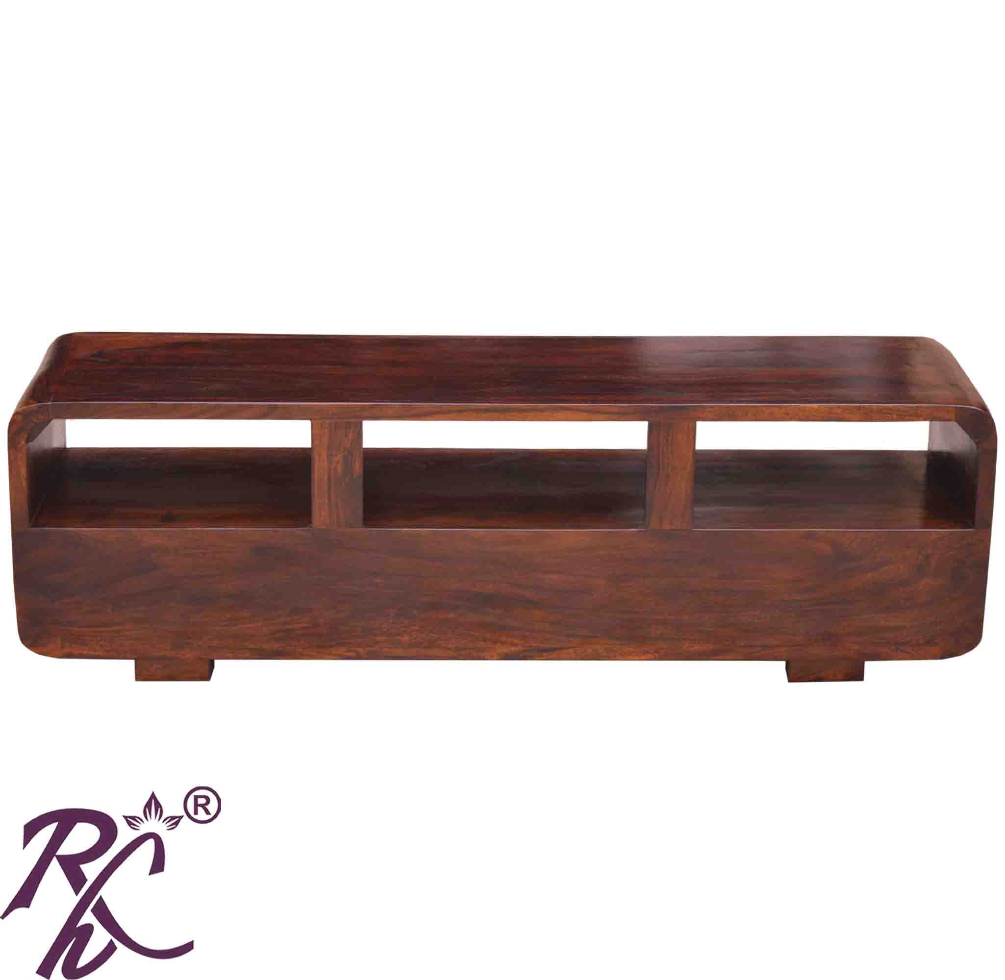 Solid Wooden Curved Led Unit With 2 Drawers - RAJ HANDICRAFT
