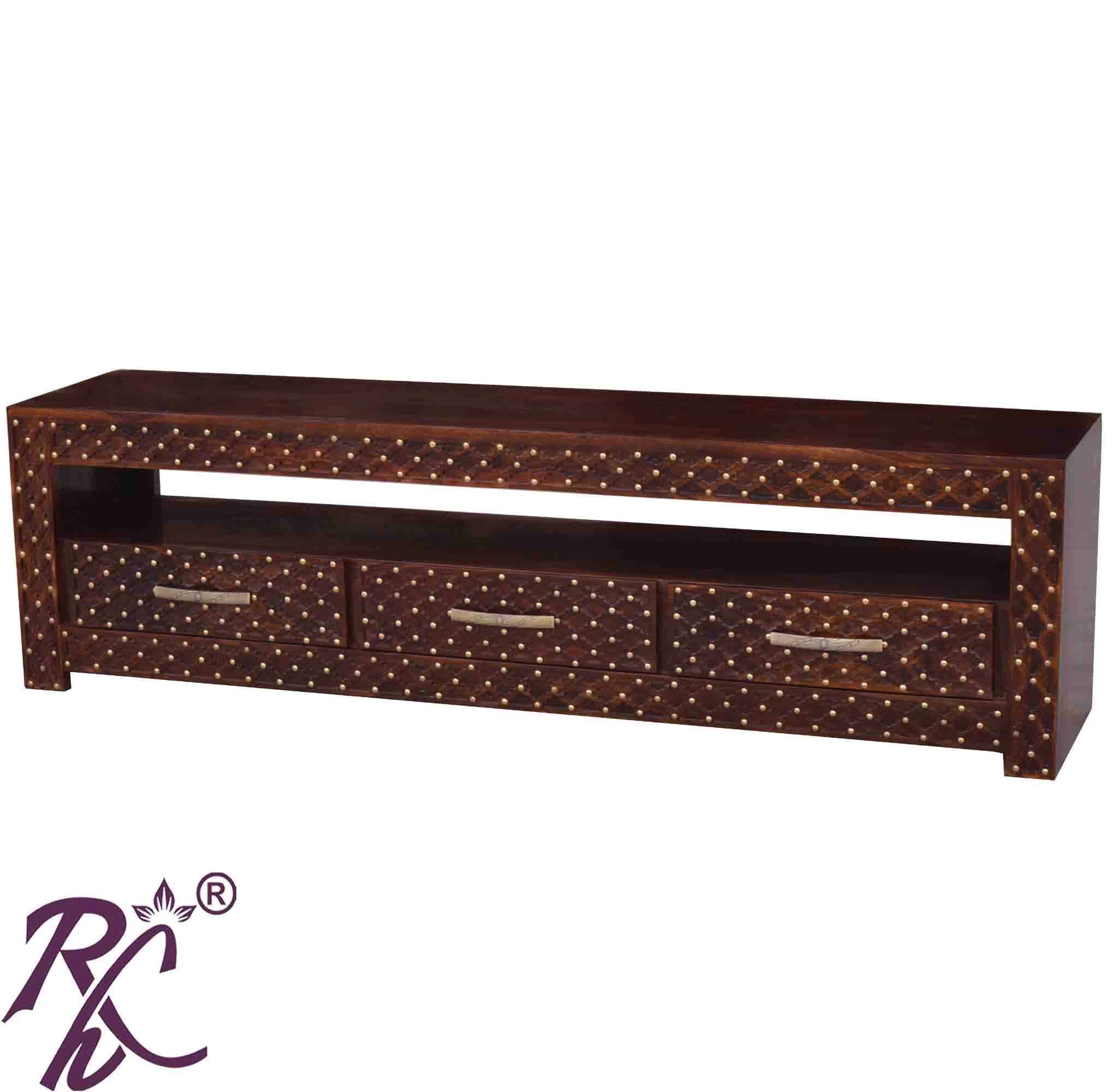 Solid Wood Jiksa Jali Led Unit With 3 Drawers - RAJ HANDICRAFT