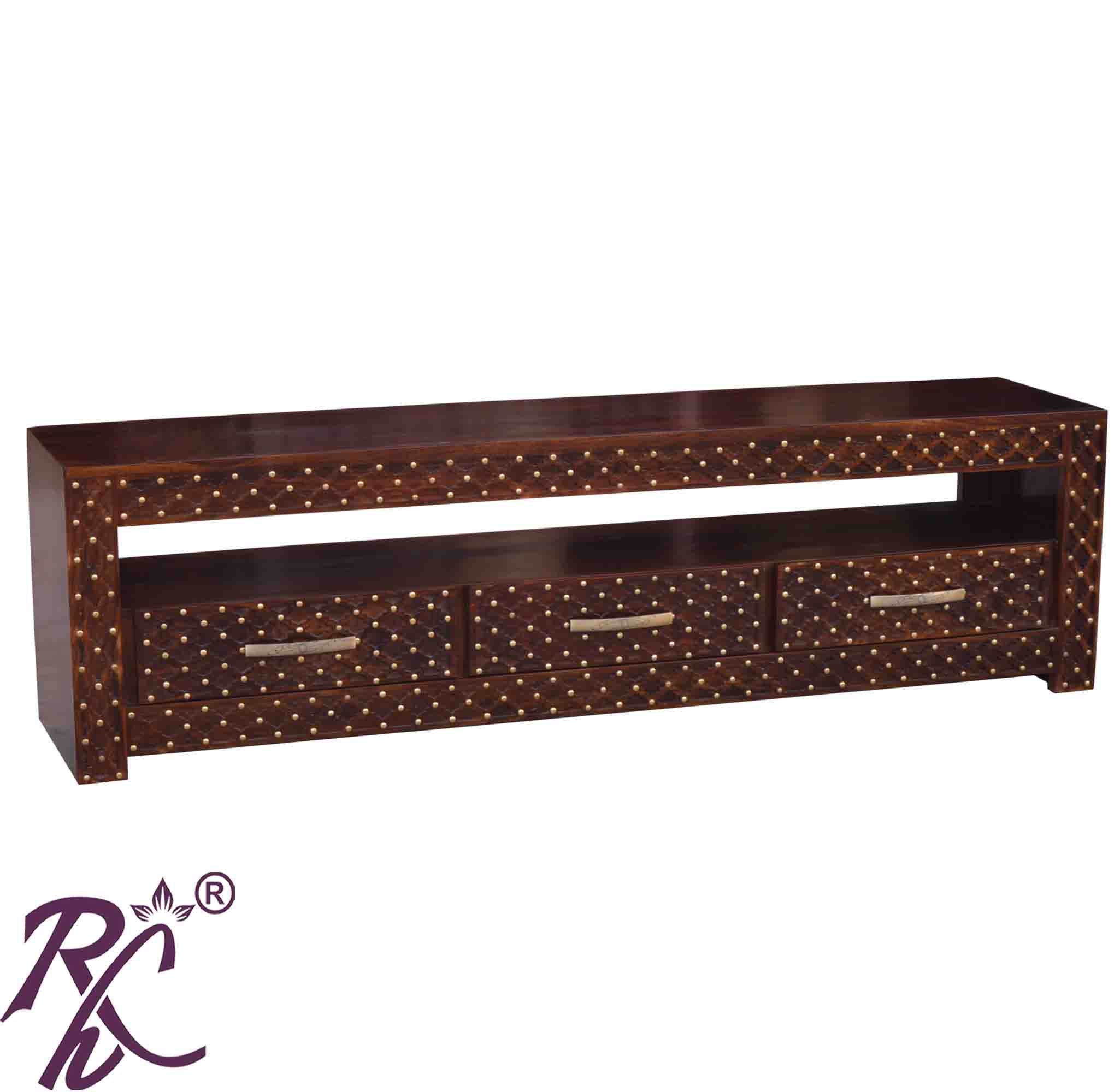 Solid Wood Jiksa Jali Led Unit With 3 Drawers - RAJ HANDICRAFT