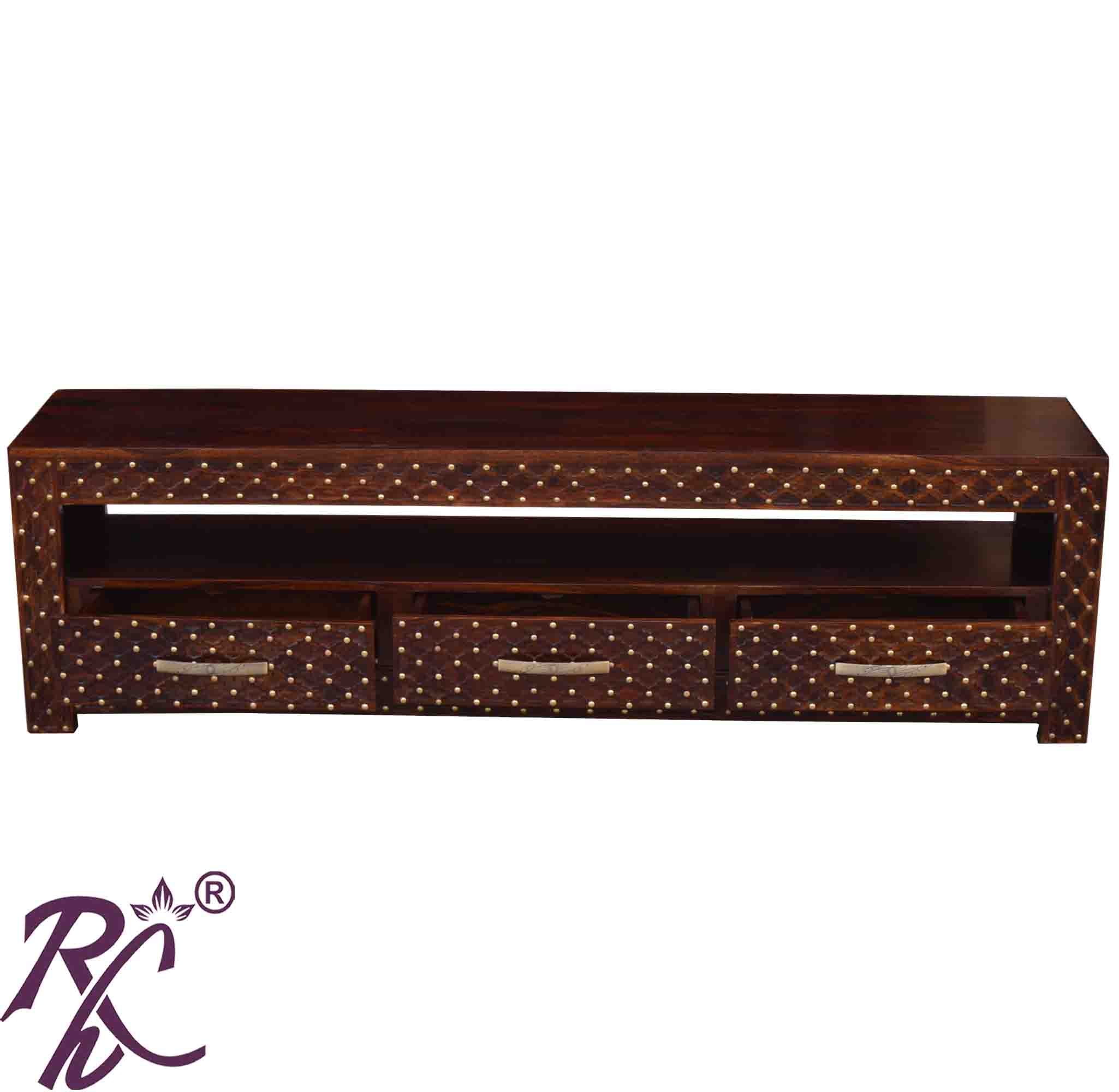 Solid Wood Jiksa Jali Led Unit With 3 Drawers - RAJ HANDICRAFT