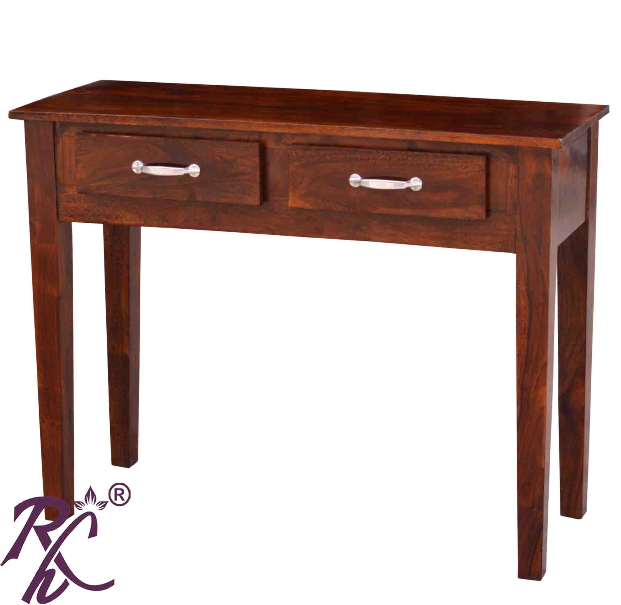 Solid Wood Writing Table With 2 Drawers - RAJ HANDICRAFT