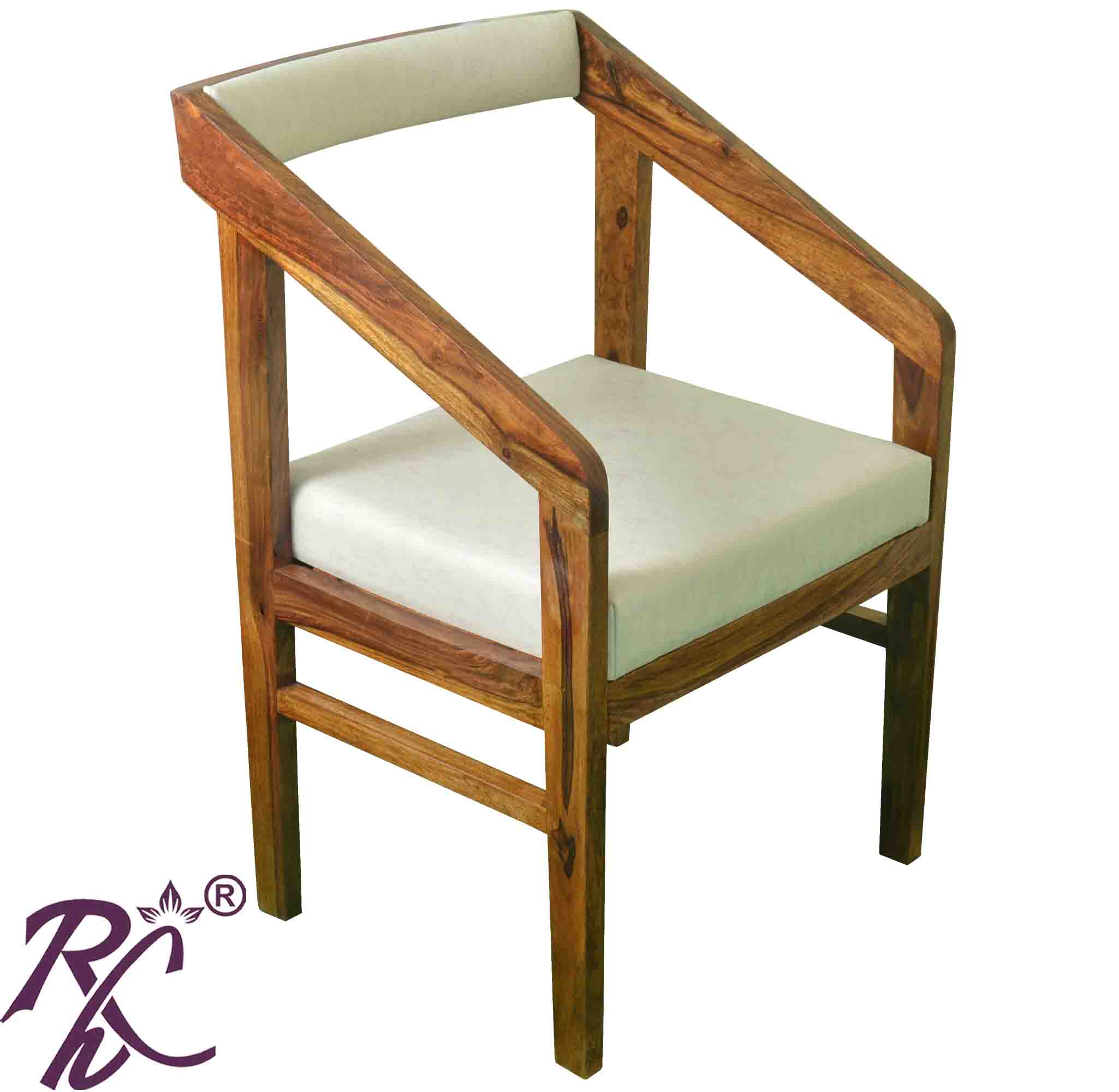Solid Wood Arm Chair With Back Cushion - RAJ HANDICRAFT