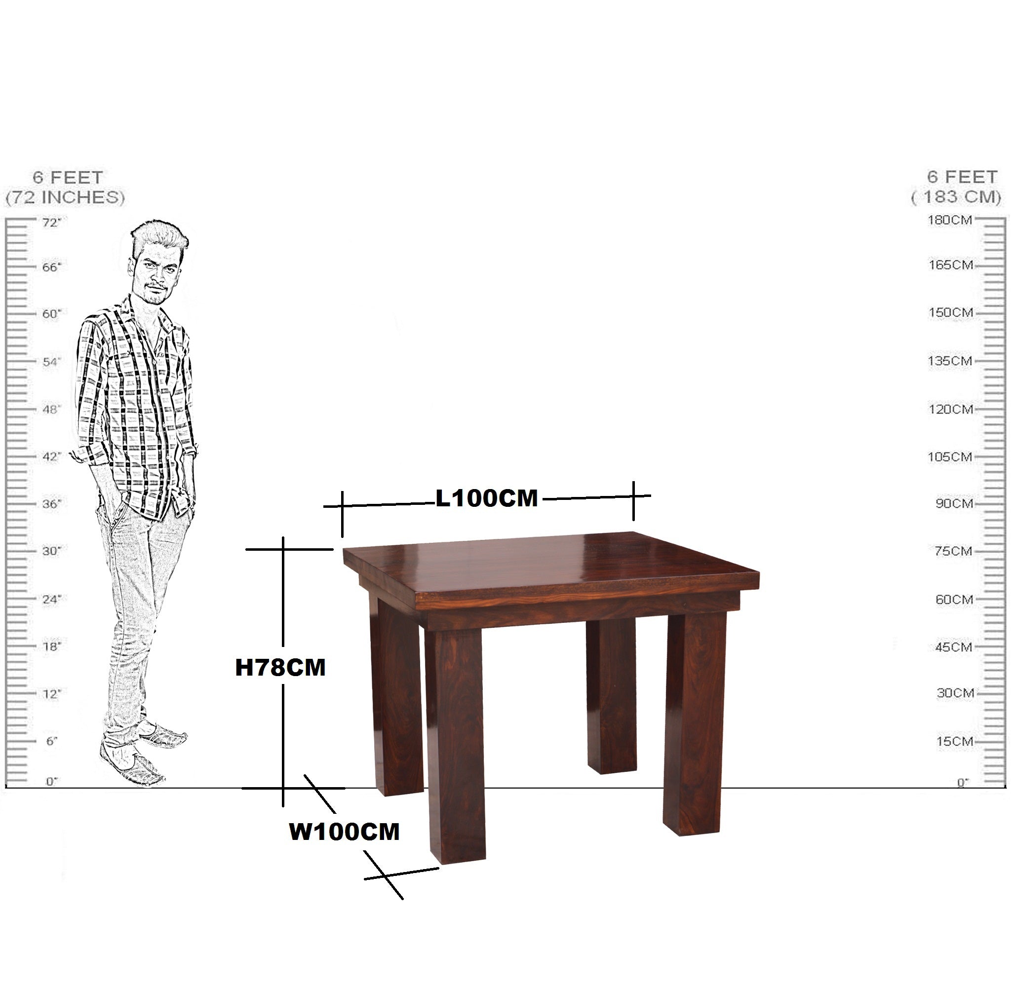 Wooden Cube Top Design Square DINING 4 SEATER - RAJ HANDICRAFT