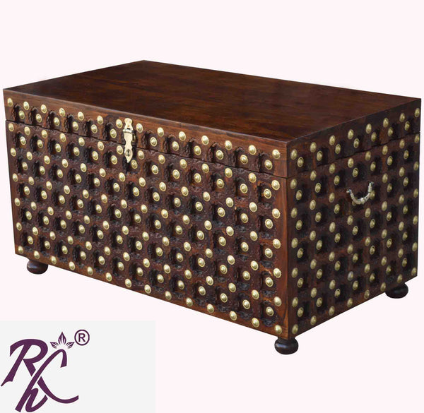 Solid Wood Bakhra Design Box - RAJ HANDICRAFT