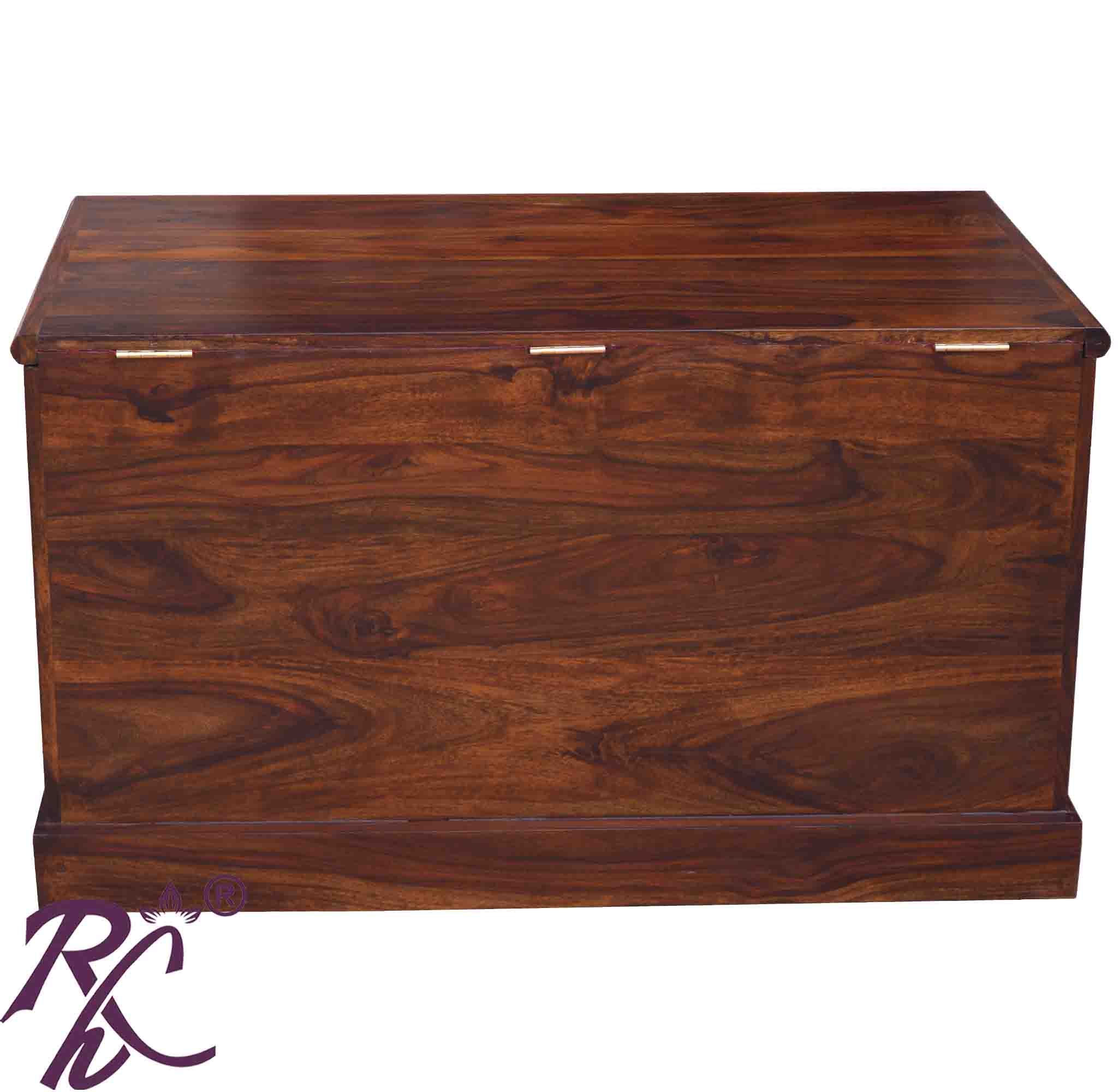 Solid Wood Brass Work L+T Design Blanket Box Small - RAJ HANDICRAFT