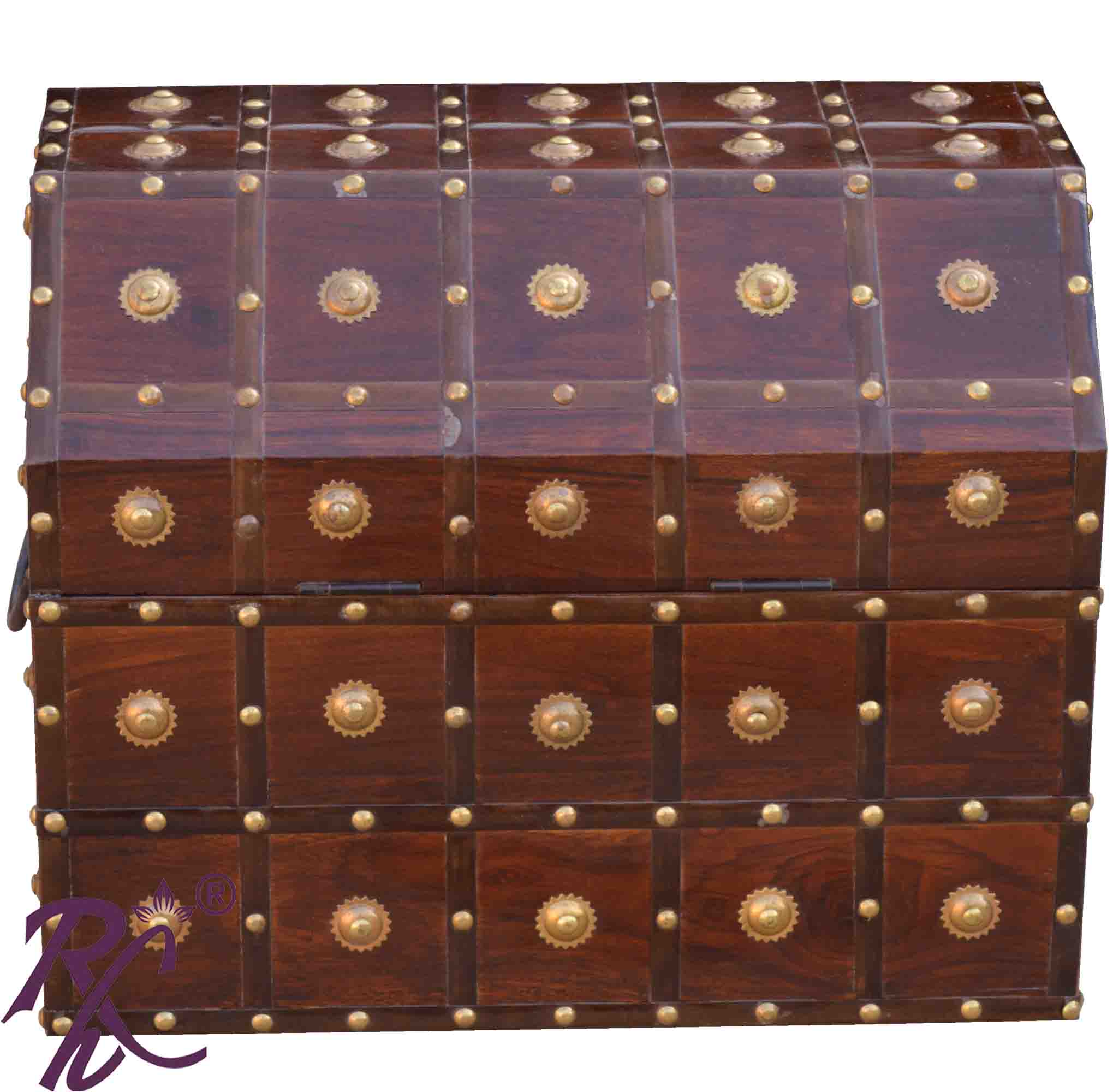 Solid Wood Antique Brass Work Box - RAJ HANDICRAFT