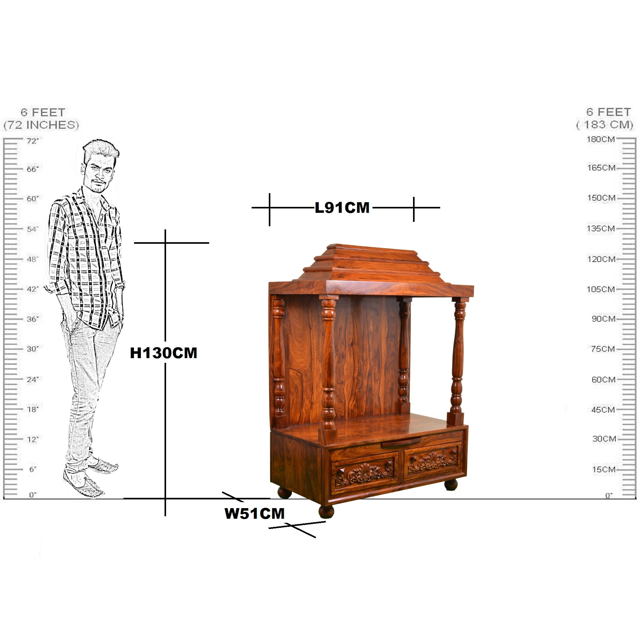 Solid Wooden Carving Prayer Unit - RAJ HANDICRAFT